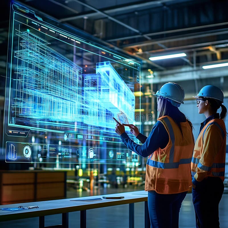 Construction Engineers Collaborating on Interactive 3D Holographic ...