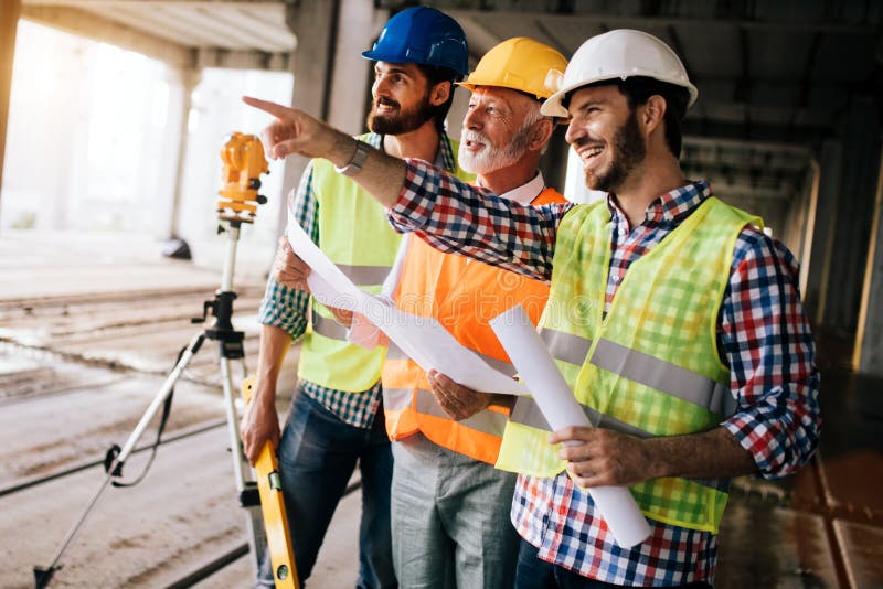 Construction Engineers Discussion with Architects at Construction or ...