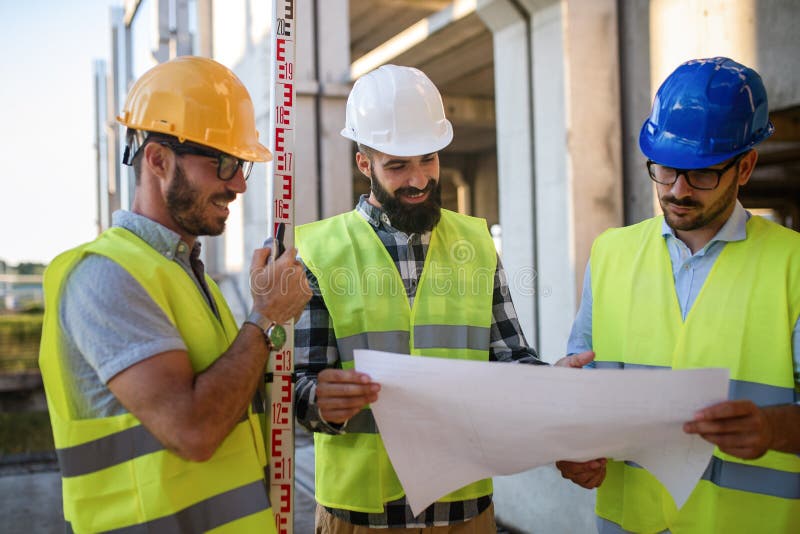 Construction Engineers Discussion with Architects at Construction or ...