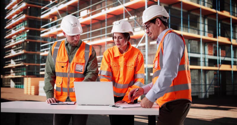 Construction Engineers Ensuring Safety on Job Site Stock Image - Image ...