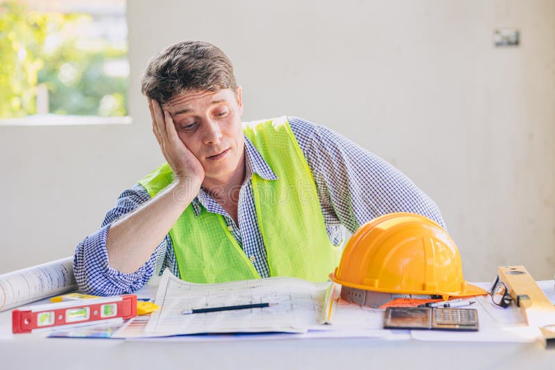 Construction Engineers Feel Boring Tired Exhausted from Overload Hard ...