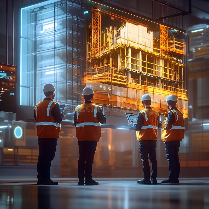 Construction Engineers Monitoring Virtual Building Site in Augmented ...