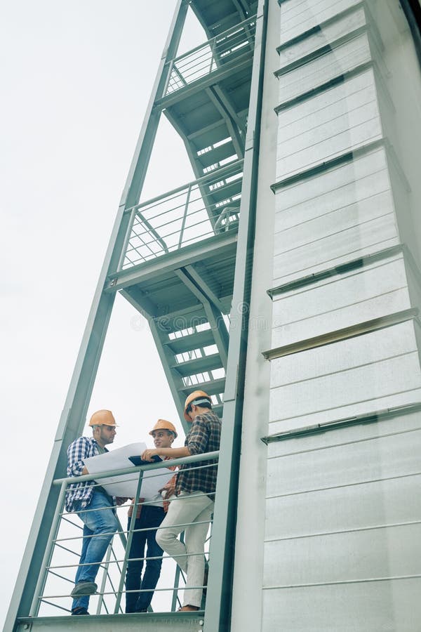 Construction Engineers Planning Works Stock Image - Image of occupation ...