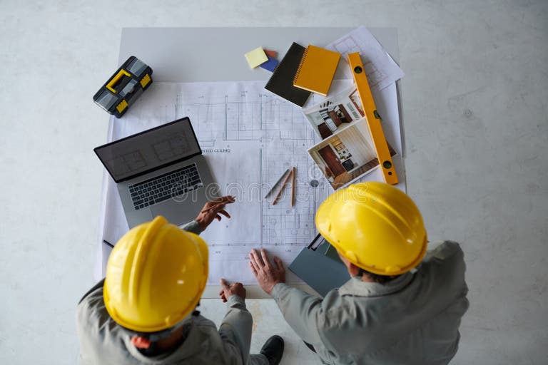 Construction Engineers Working on Project Stock Photo - Image of ...