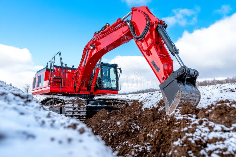 Construction Equipment in Action, Digging and Moving Soil in Various ...