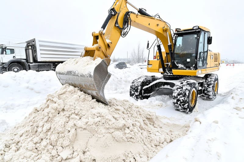 Construction Equipment in Action, Digging and Moving Soil in Various ...