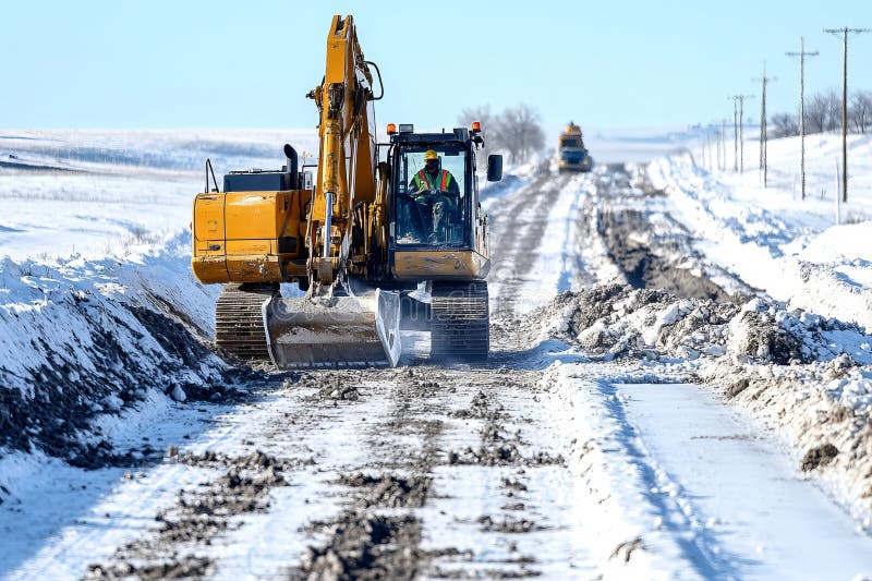 Construction Equipment in Action, Digging and Moving Soil in Various ...