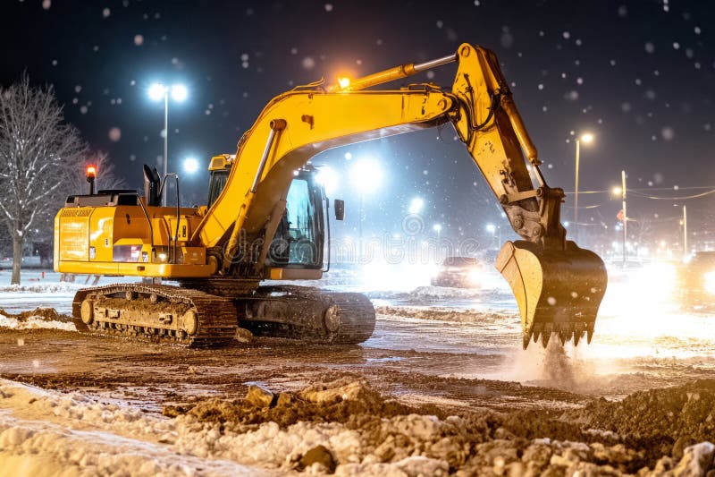Construction Equipment in Action, Digging and Moving Soil in Various ...