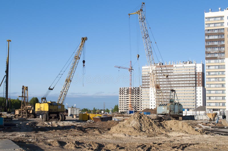 The Construction Equipment on a Building Site Stock Photo - Image of ...