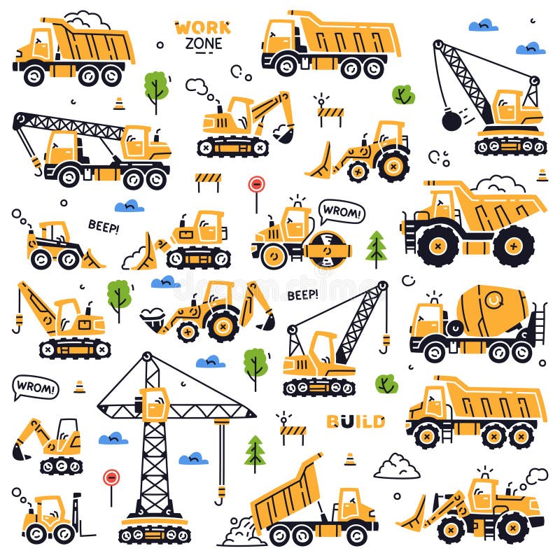 Construction Equipment and Heavy Machines for Industrial Work Vector ...