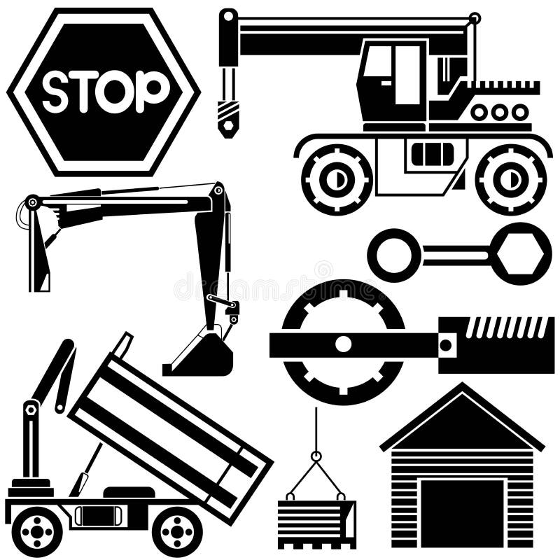 Construction Equipment Icons Stock Illustration - Illustration of ...
