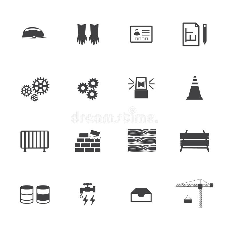 Construction Equipment Icons Set Stock Vector - Illustration of ...