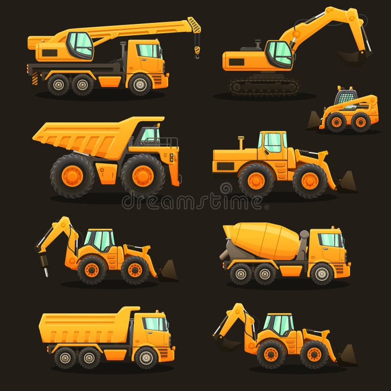 Construction machinery set stock vector. Illustration of equipment ...