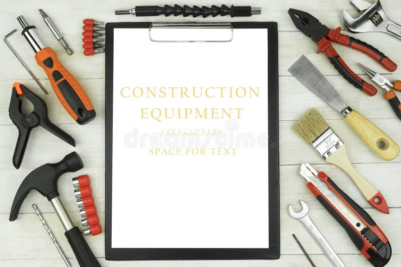 Repair Equipment on a Carpentry Wooden Table Stock Image - Image of ...