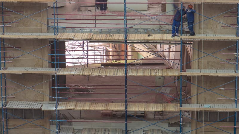 Construction Equipment Material with Scaffolding and Tools Inside the ...