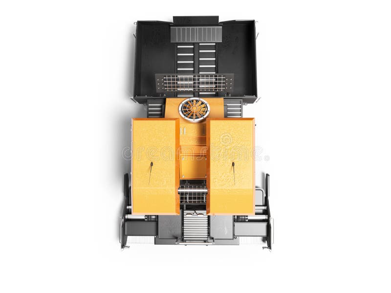 Construction Equipment Orange Paver Crawler Rubber Go Top View 3d ...