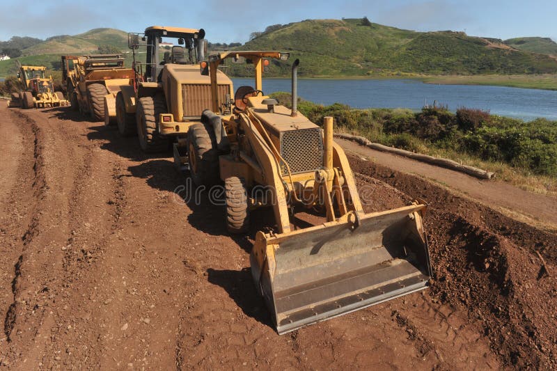 Construction Equipment at Road Building Stock Image - Image of ...