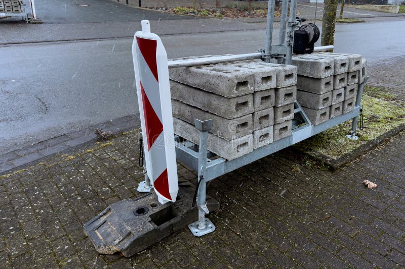 Construction Equipment Preparation Near Urban Street in Winter Stock ...