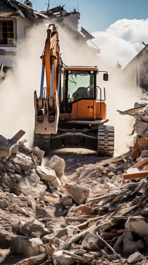Construction Equipment Removes Rubble after Earthquake Stock ...