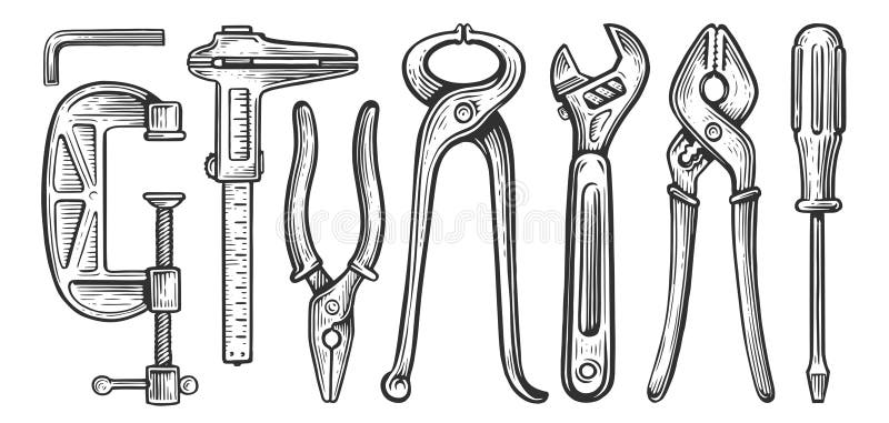 Set of Working Tools. Construction Equipment for or Repair Work. Hand ...