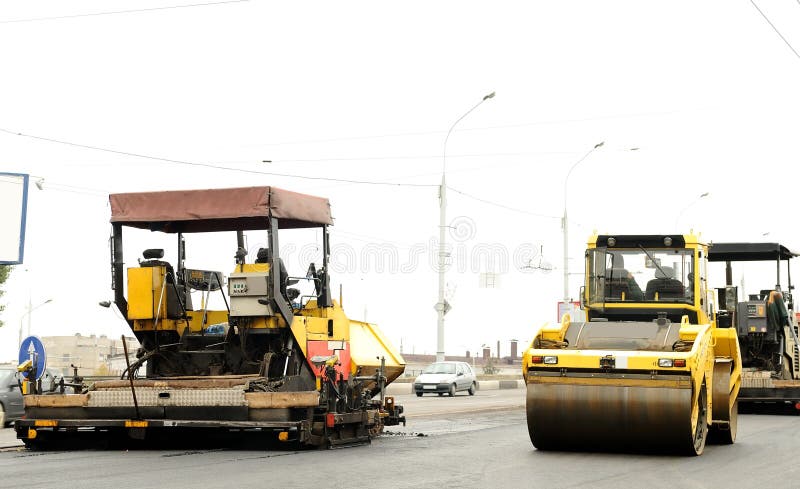 Construction Equipment at Road Building Stock Image - Image of ...