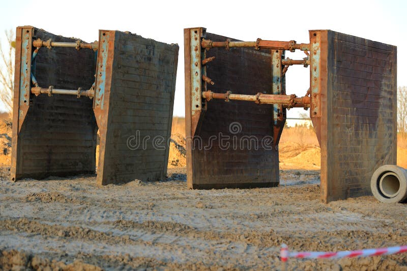 Construction Equipment for Securing Construction Excavations Stock ...