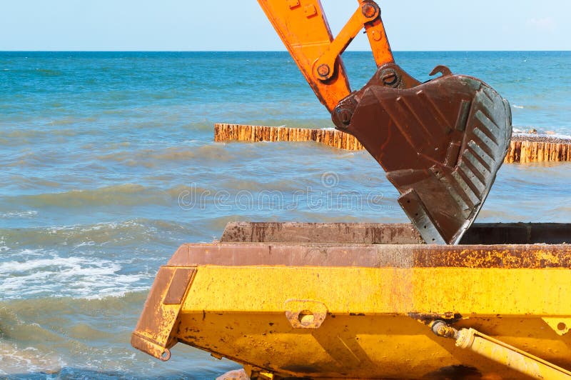 Coastal Protection Measures, Construction Equipment on the Shore, the ...