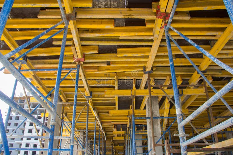 Construction Site Work. Concrete Formwork and Floor Bams. Construction ...