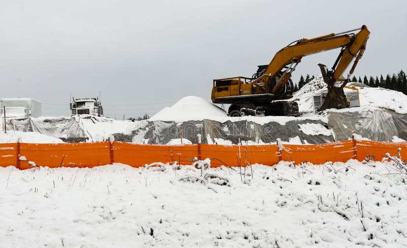 Construction in the snow stock image. Image of lapland - 49095775