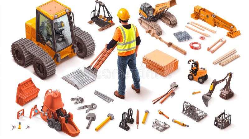 Construction Equipment and Tools Illustration, a Detailed Visual Guide ...