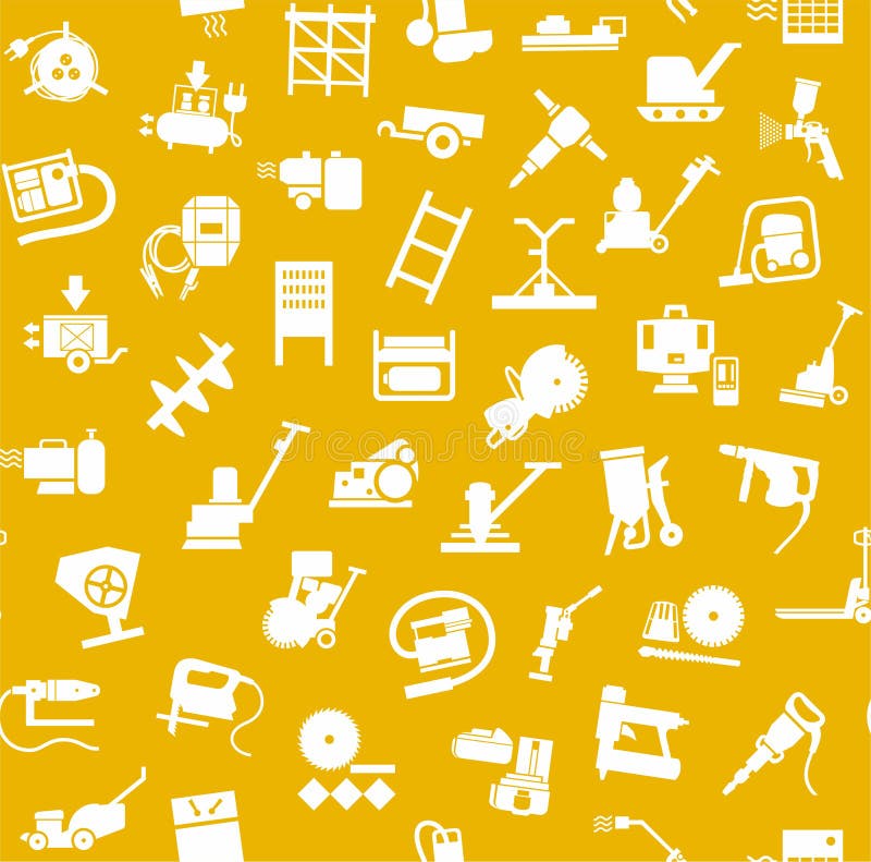 Construction Equipment and Tools, Seamless Pattern, Yellow. Stock ...