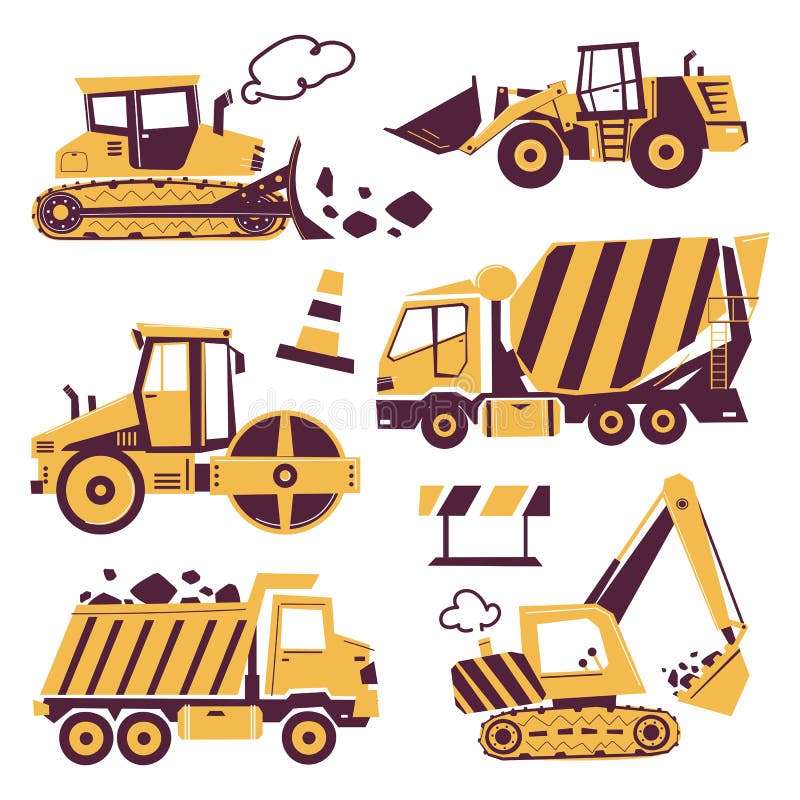 Poster with Construction Equipment Stock Vector - Illustration of ...