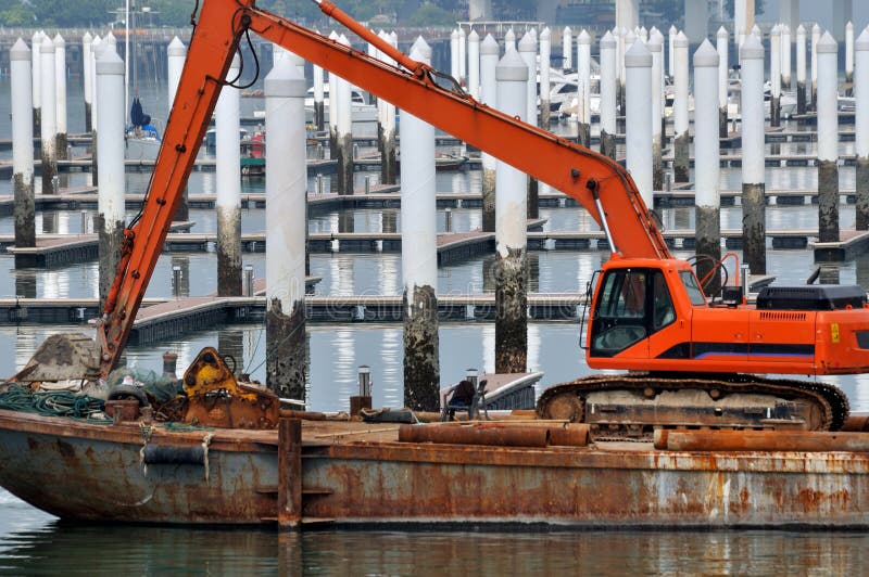 Construction Equipment Working at Dock Stock Image - Image of pattern ...