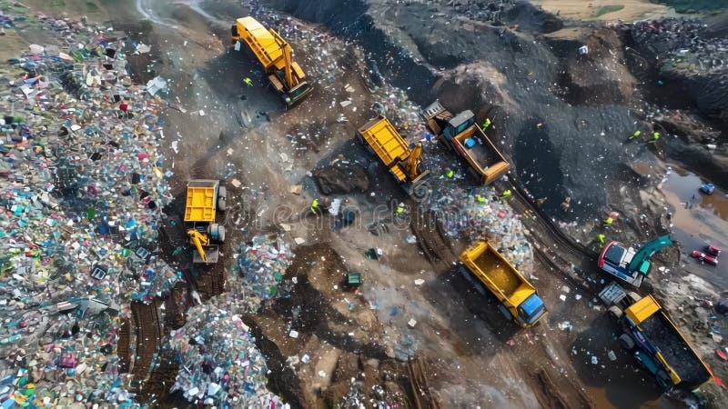 Construction Equipment Working at Garbage Dump Stock Video - Video of ...