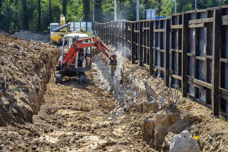 Construction excavation stock photo. Image of concrete - 236166110