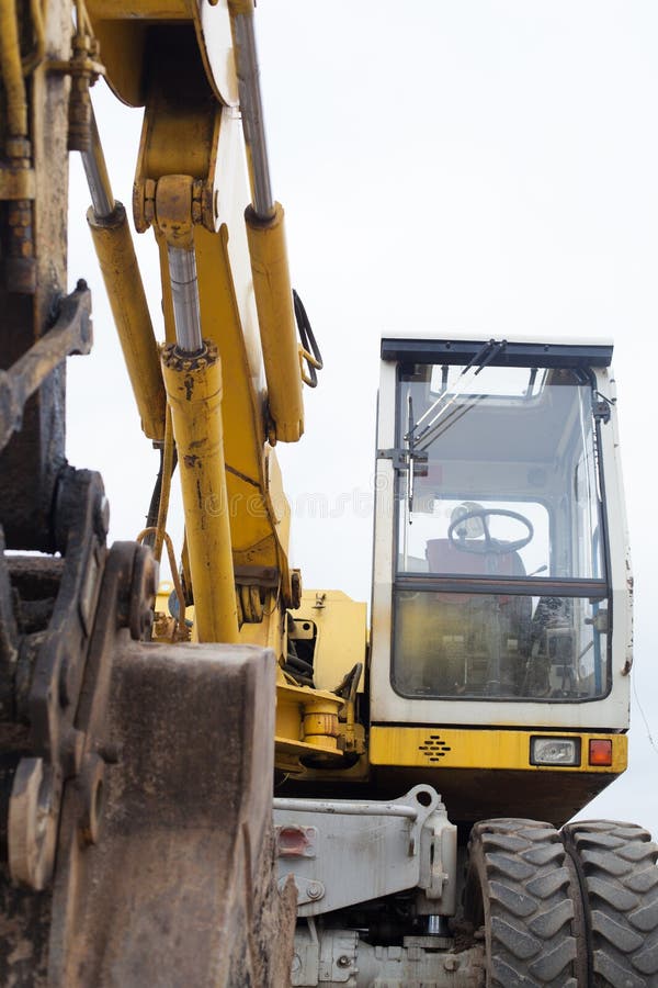 Construction Excavator Front View Stock Image - Image of heavy, digging ...