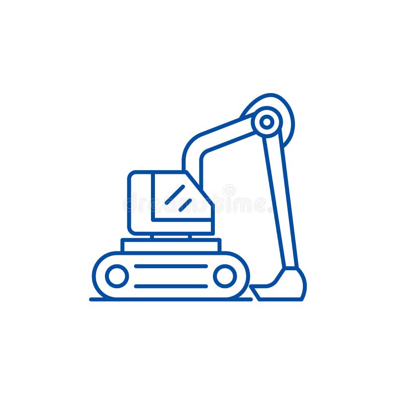 Construction Excavator Line Icon Concept. Construction Excavator Flat ...