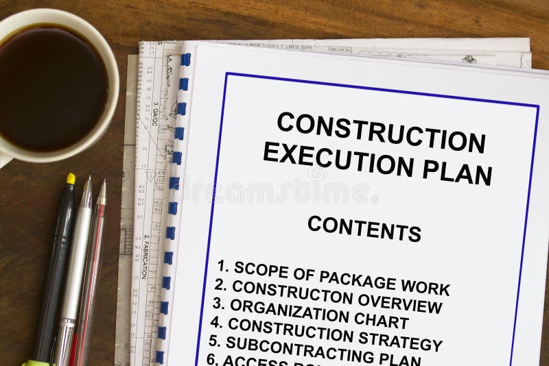 Construction Execution Plan Concept with Contents Stock Image - Image ...