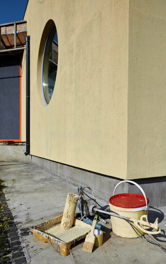 Finishing Building on the Facade of the Building with the Use of Stock ...