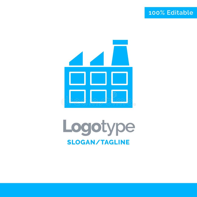 Construction, Factory, Industry Blue Solid Logo Template. Place for ...