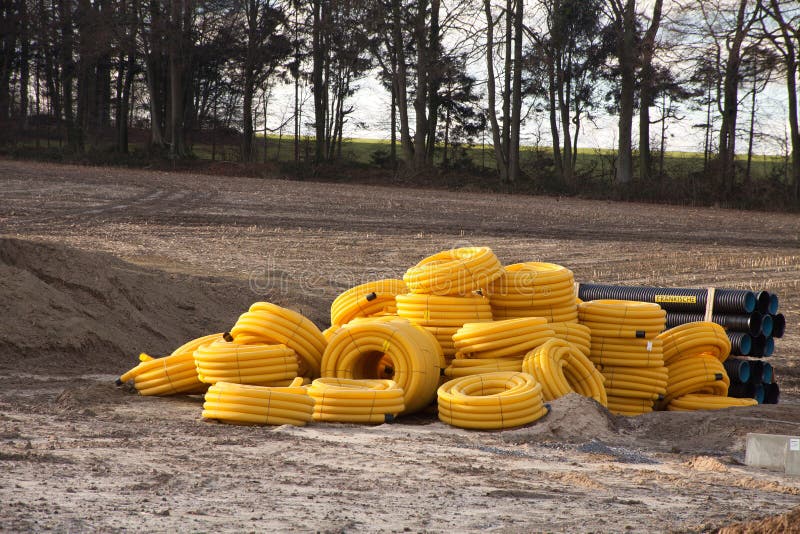 Construction Field with Construction Materials during a Sunny Day Stock ...