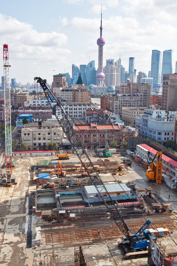 Construction Field in Shanghai Editorial Image - Image of build, rebar ...
