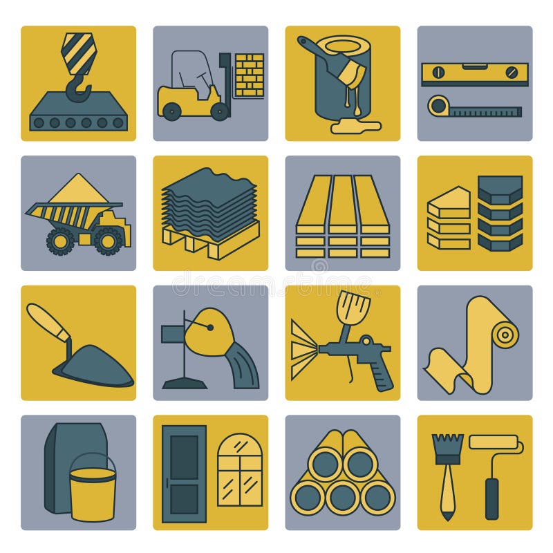 Construction and Finishing Materials Icon Set. Thin Line Design Stock ...