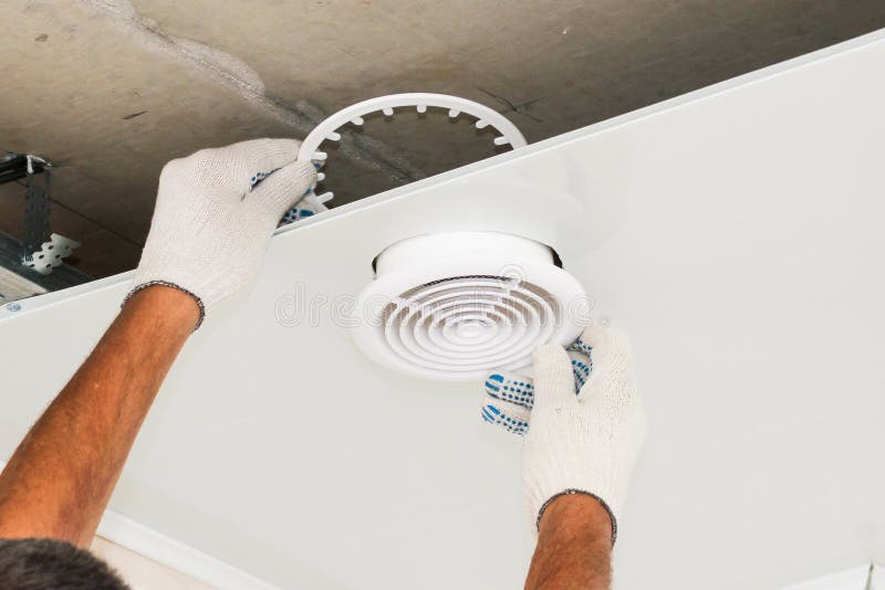 Ceiling Diffuser Installation Stock Photo - Image of inside, instrument ...