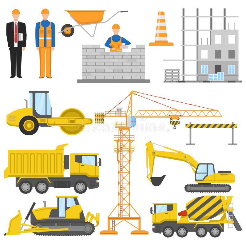 Building Elements Flat Constructor Stock Vector - Illustration of ...