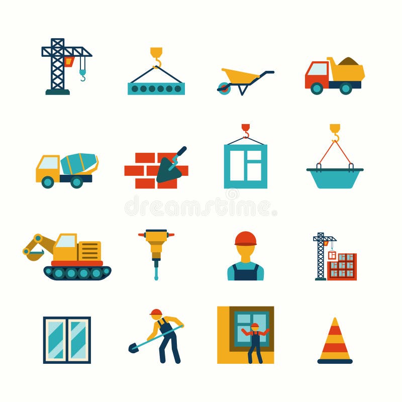 Construction Pictograms Collection Stock Vector - Illustration of ...
