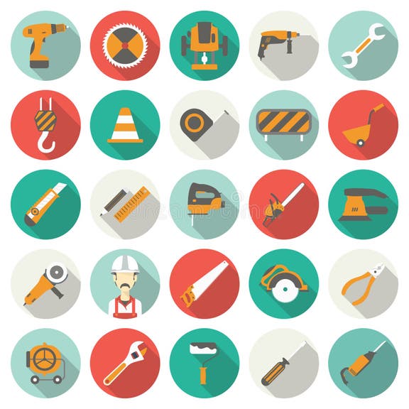 Construction Flat Icons Set. Stock Vector - Illustration of building, industry: 45716194