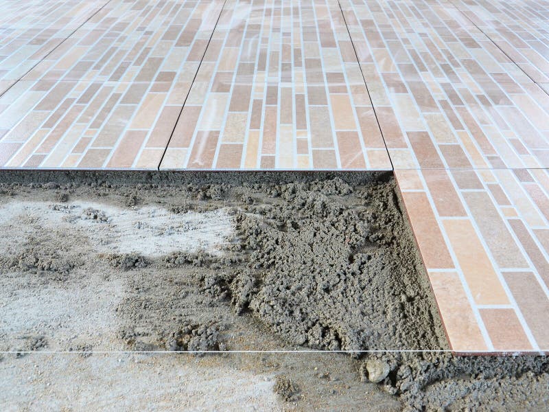 Construction Floor Tile Installation Stock Image - Image of shape ...