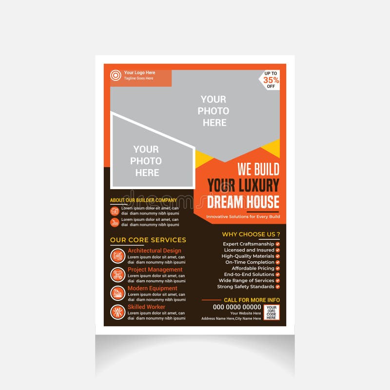 Construction Flyer Template Design Stock Vector - Illustration of ...