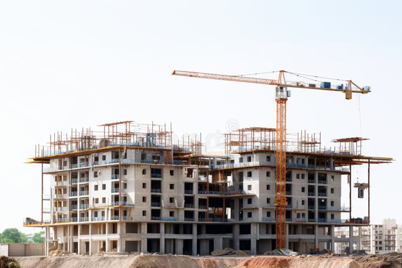 Construction in Focus Building Under Construction Isolated on a White ...